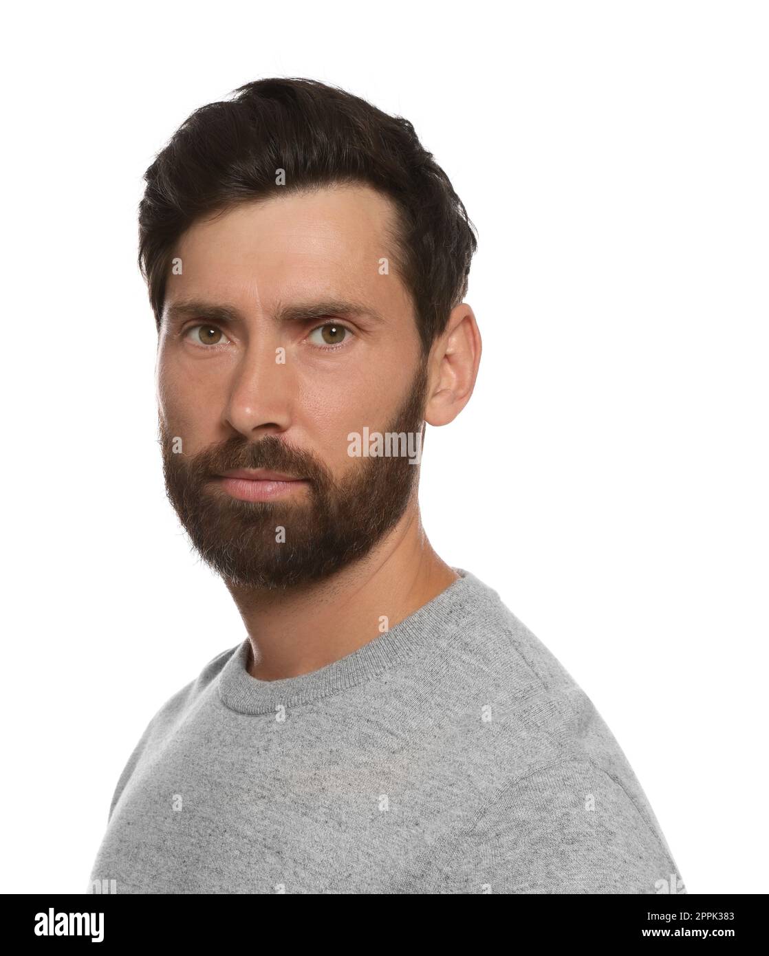 Portrait of handsome bearded man on white background Stock Photo - Alamy