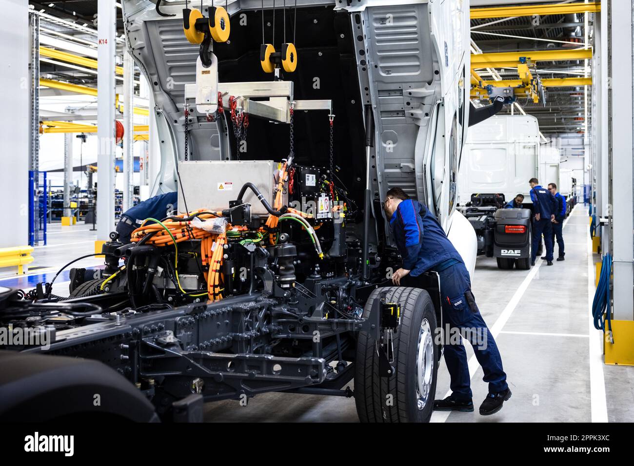 EINDHOVEN - An assembly line for electric trucks in a factory on the ...