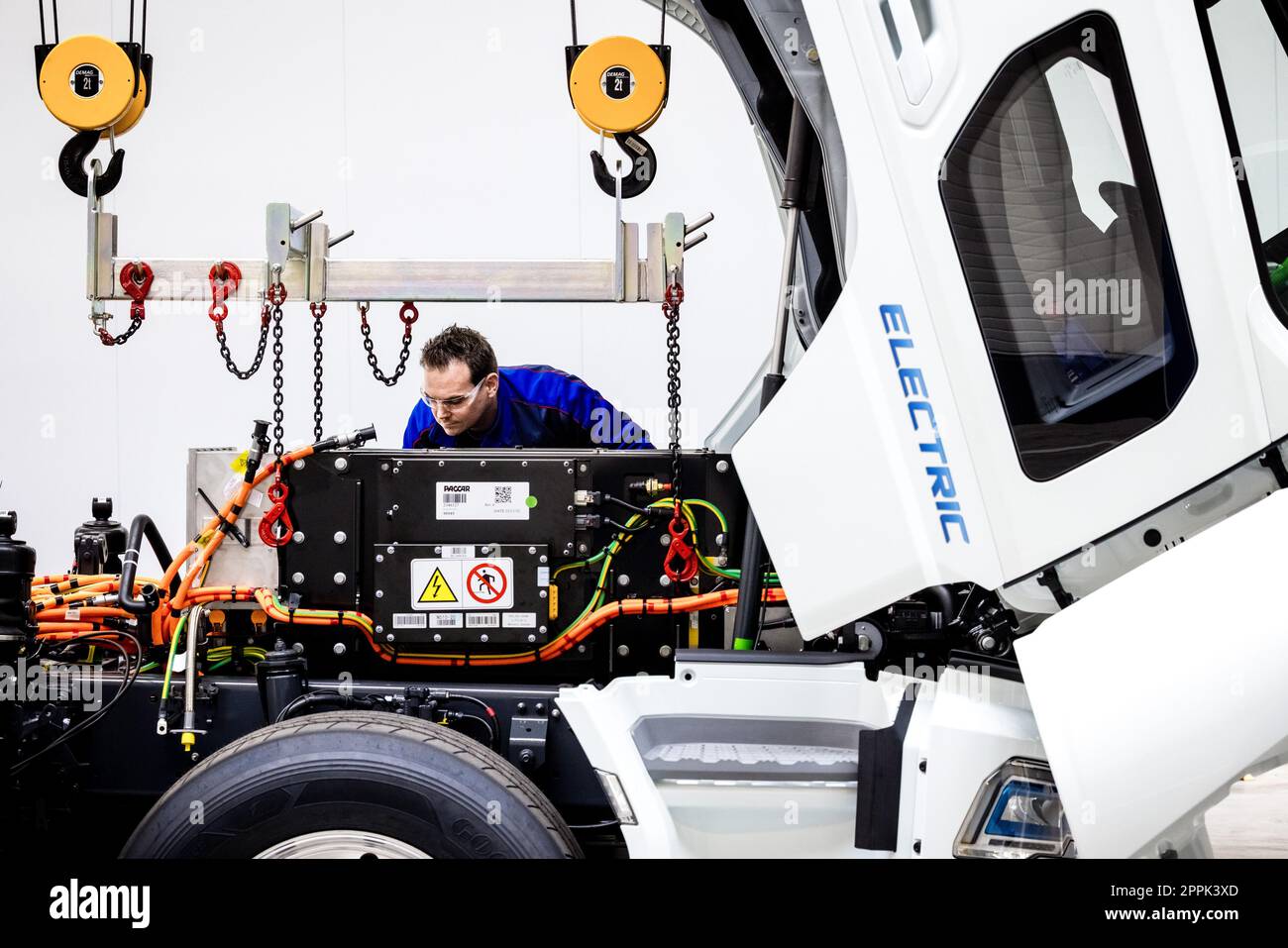 EINDHOVEN - An assembly line for electric trucks in a factory on the ...