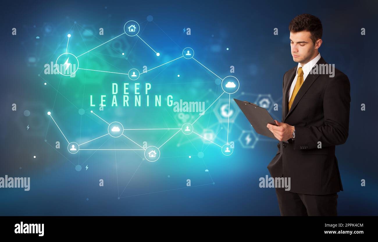 Businessman thinking about technology concept Stock Photo - Alamy