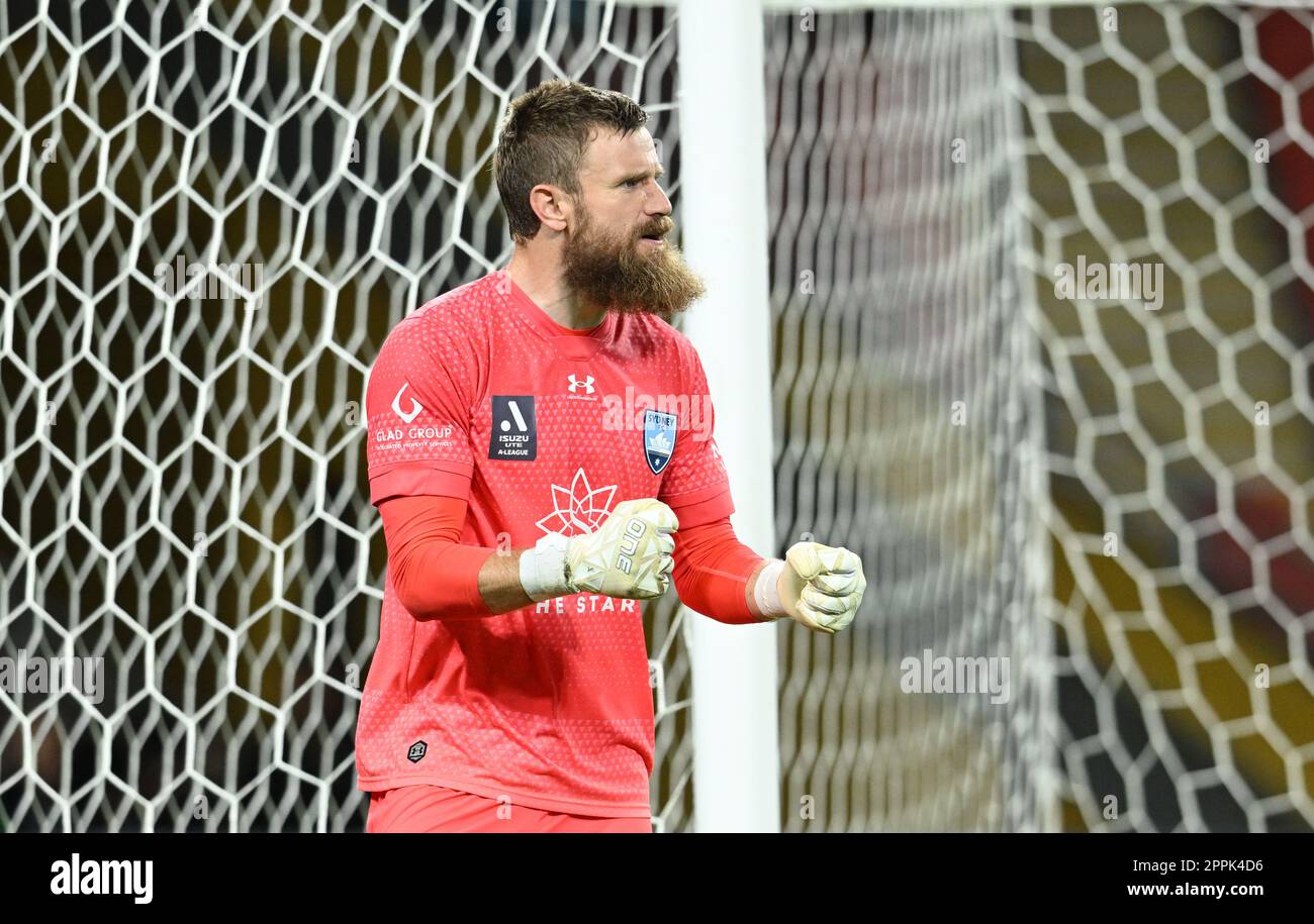 Sydney FC goalkeeper Andrew Redmayne reacts during the A-League Men's ...