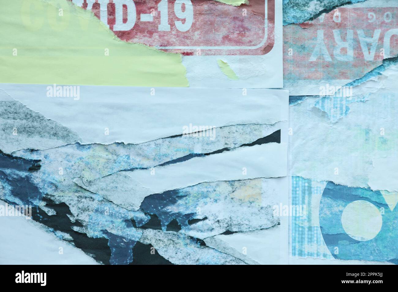 Different creased torn paper posters as background Stock Photo - Alamy