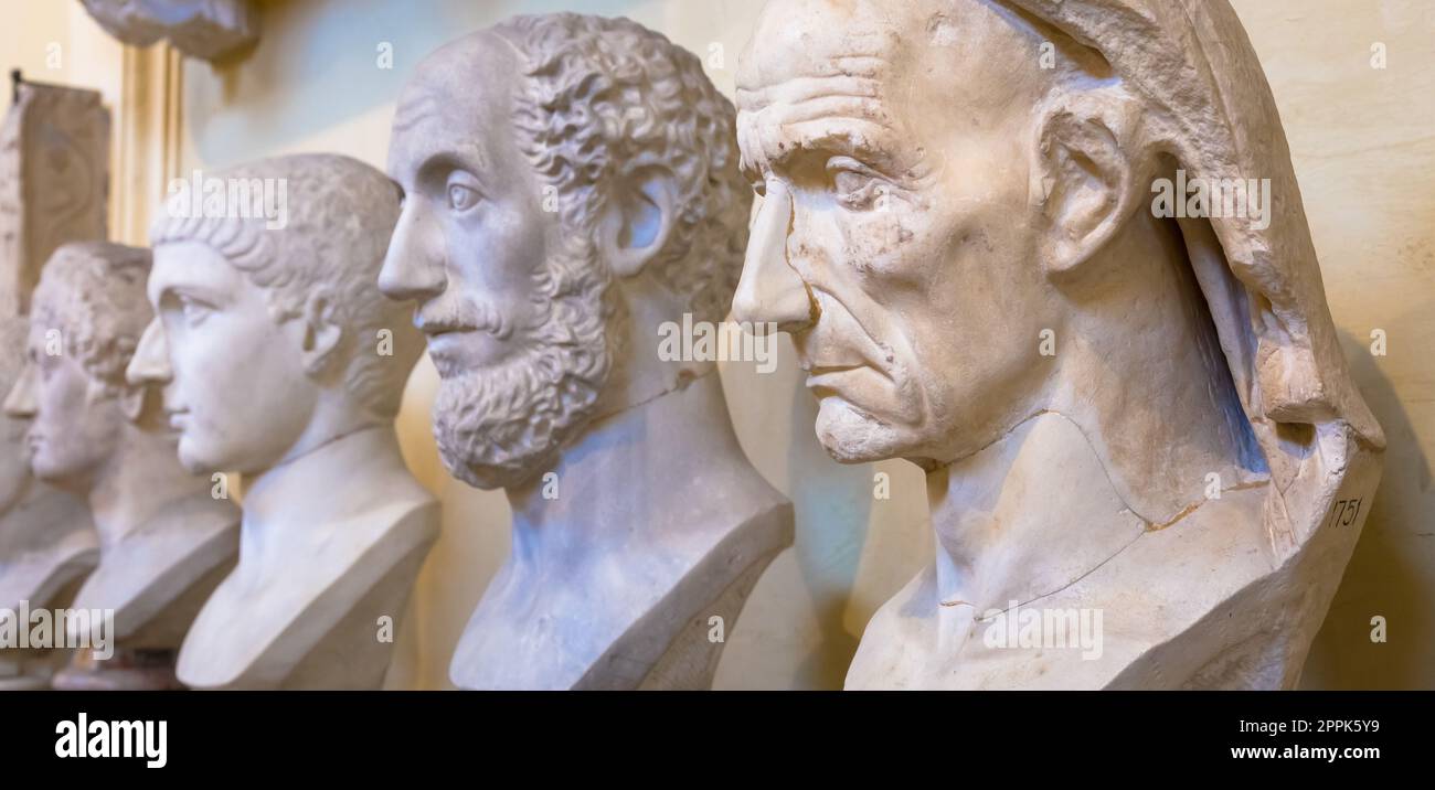 Classic statues perspective in Vatican Museum, Vatican City, Rome Stock ...