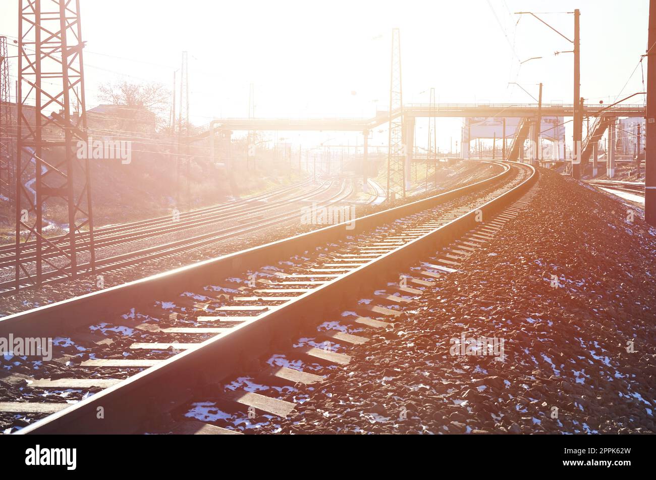 Winter railroad landscape Stock Photo - Alamy