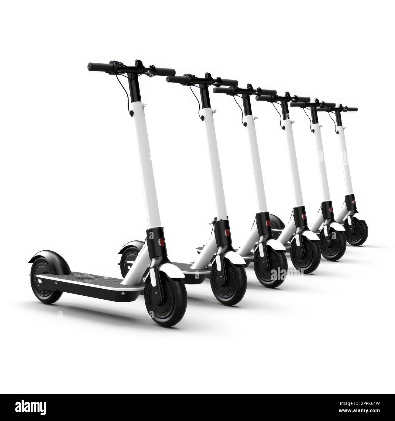 Row of electric scooter Cut Out Stock Images & Pictures - Alamy