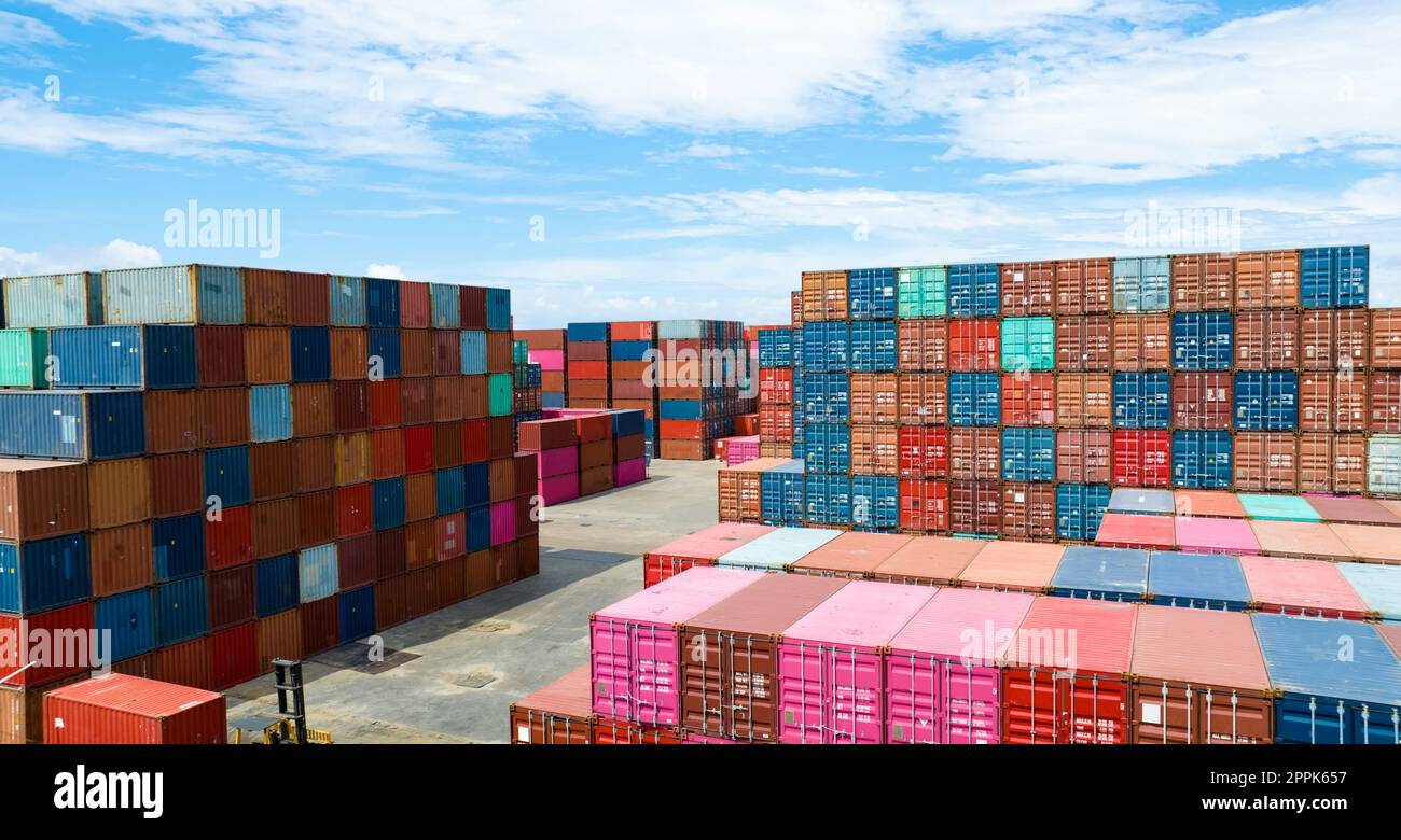 Container logistic. Cargo and shipping business. Container ship for ...