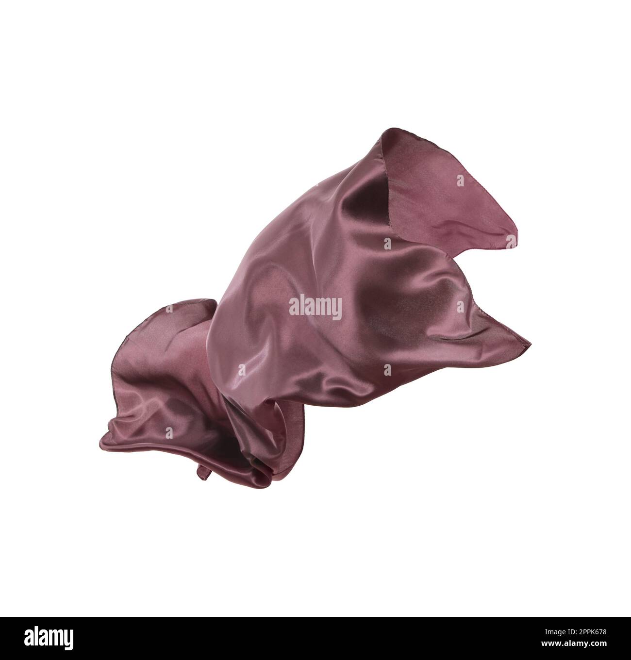 Beautiful delicate dusty rose silk floating on white background Stock ...