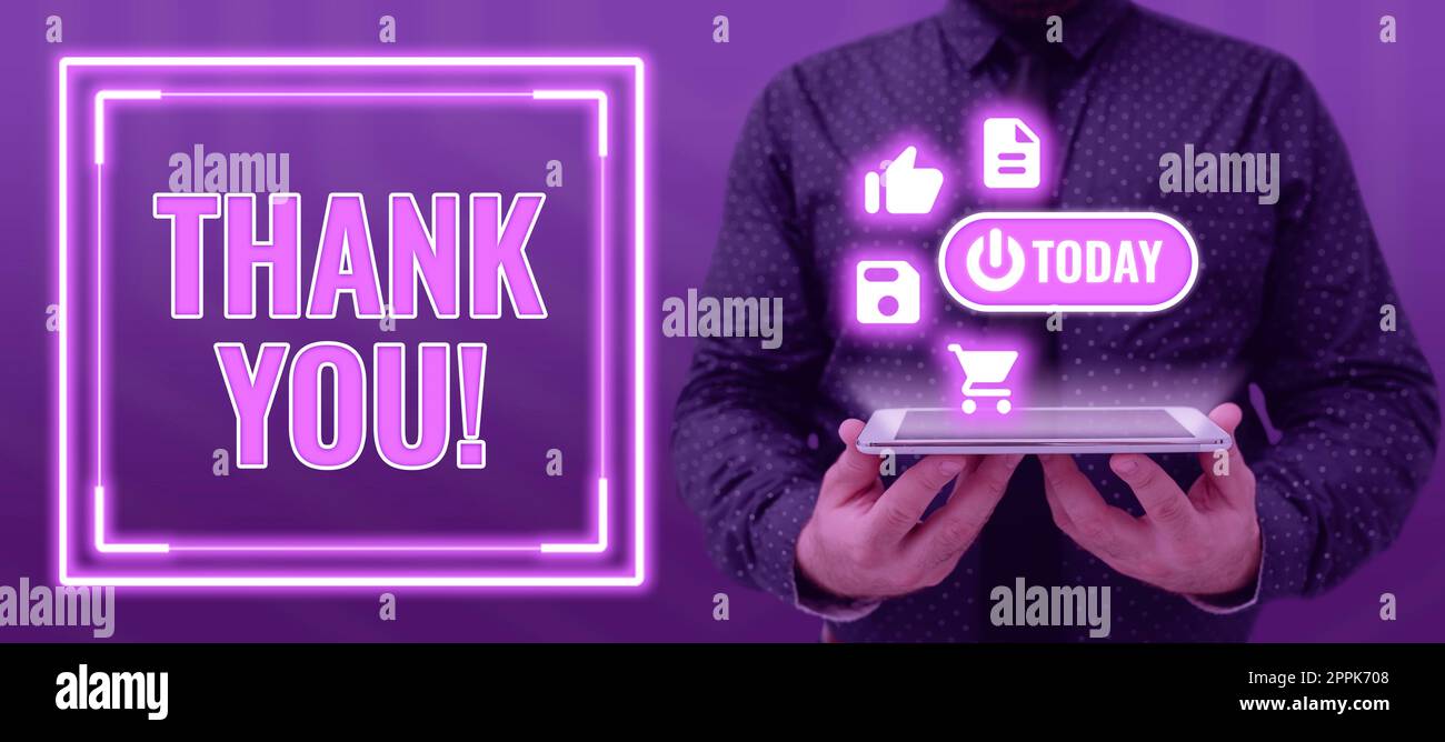 Writing displaying text Thank You. Internet Concept replaying on ...