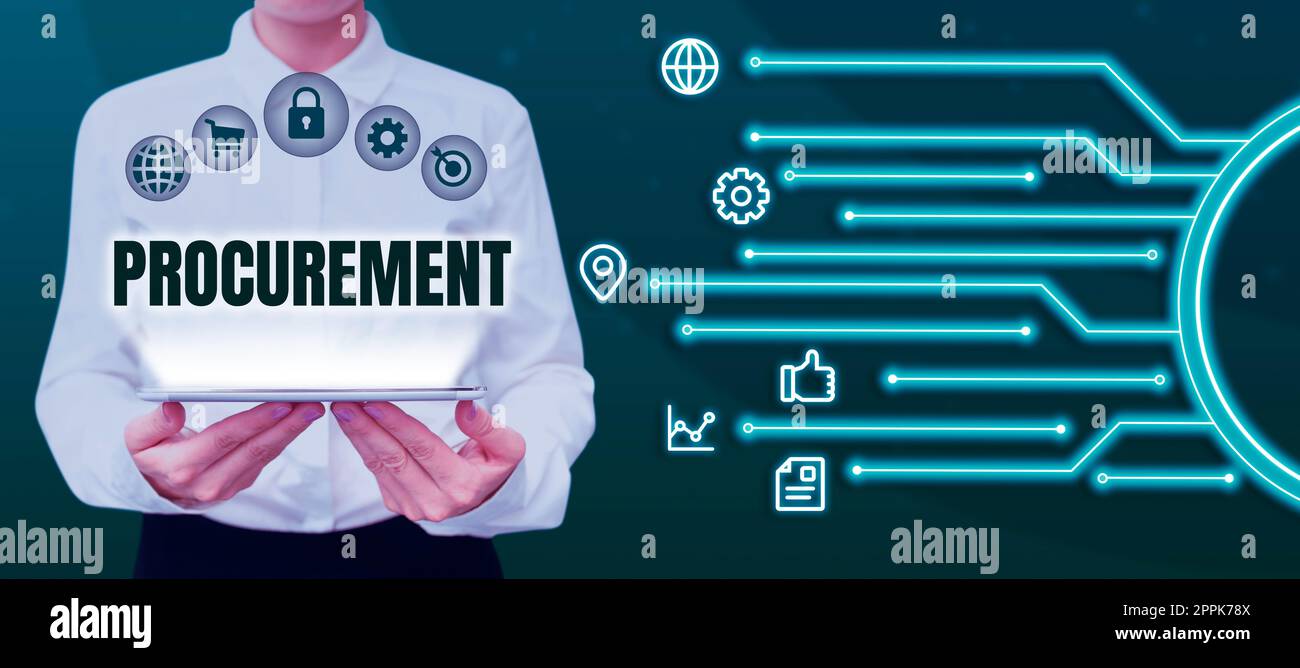 Text sign showing Procurement. Internet Concept Procuring Purchase of ...