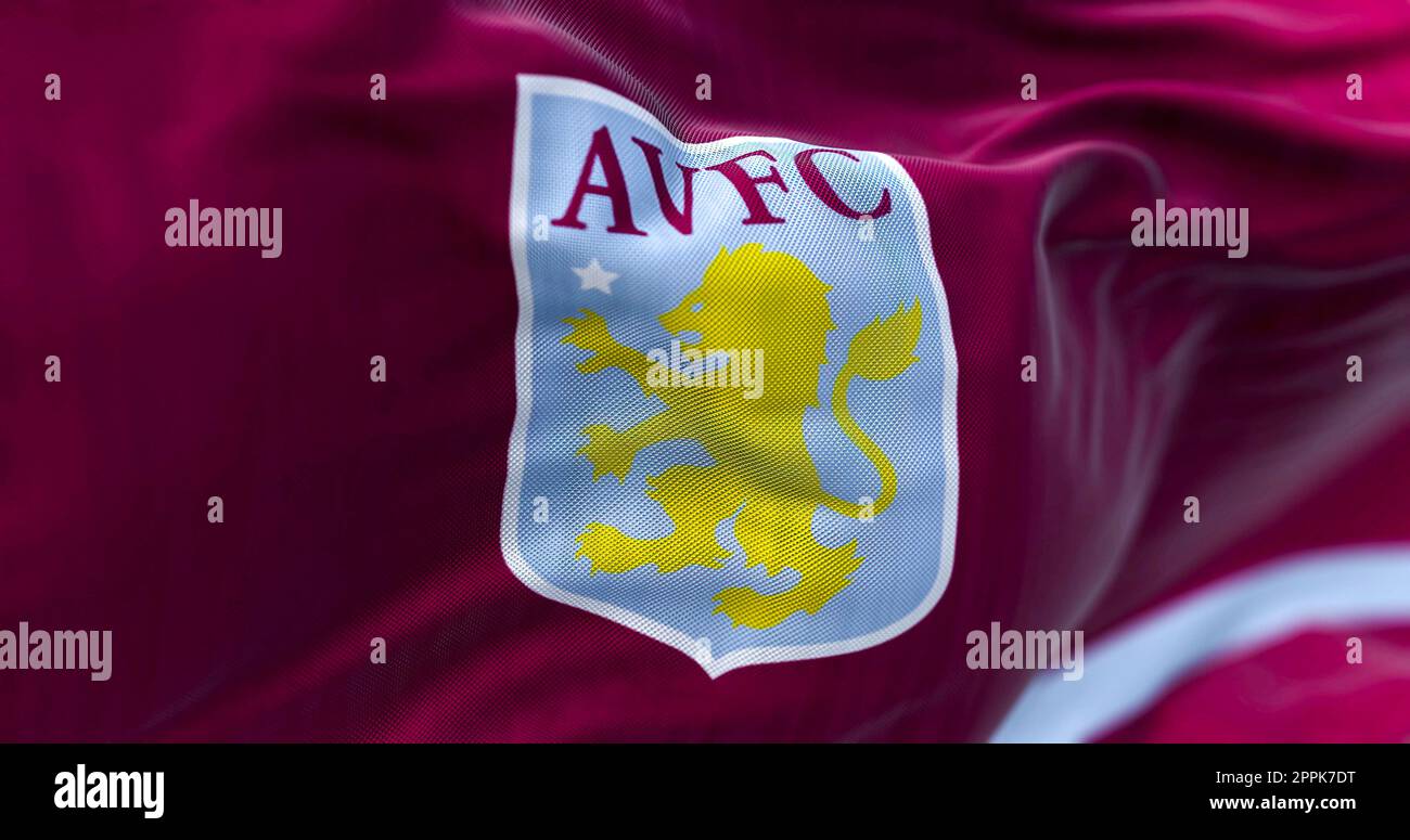 Aston Villa Football Club flag waving Stock Photo - Alamy