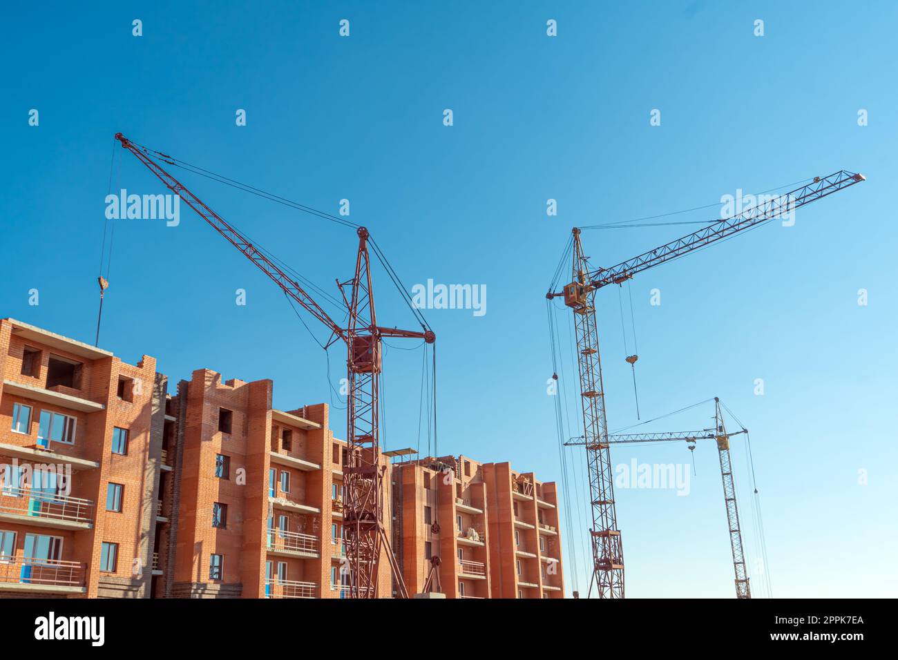 Construction site with a crane.Long-term construction.A new building ...