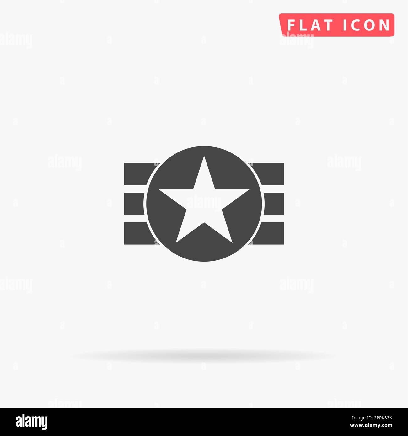 Abstract USA Flag Design. Simple flat black symbol with shadow on white ...