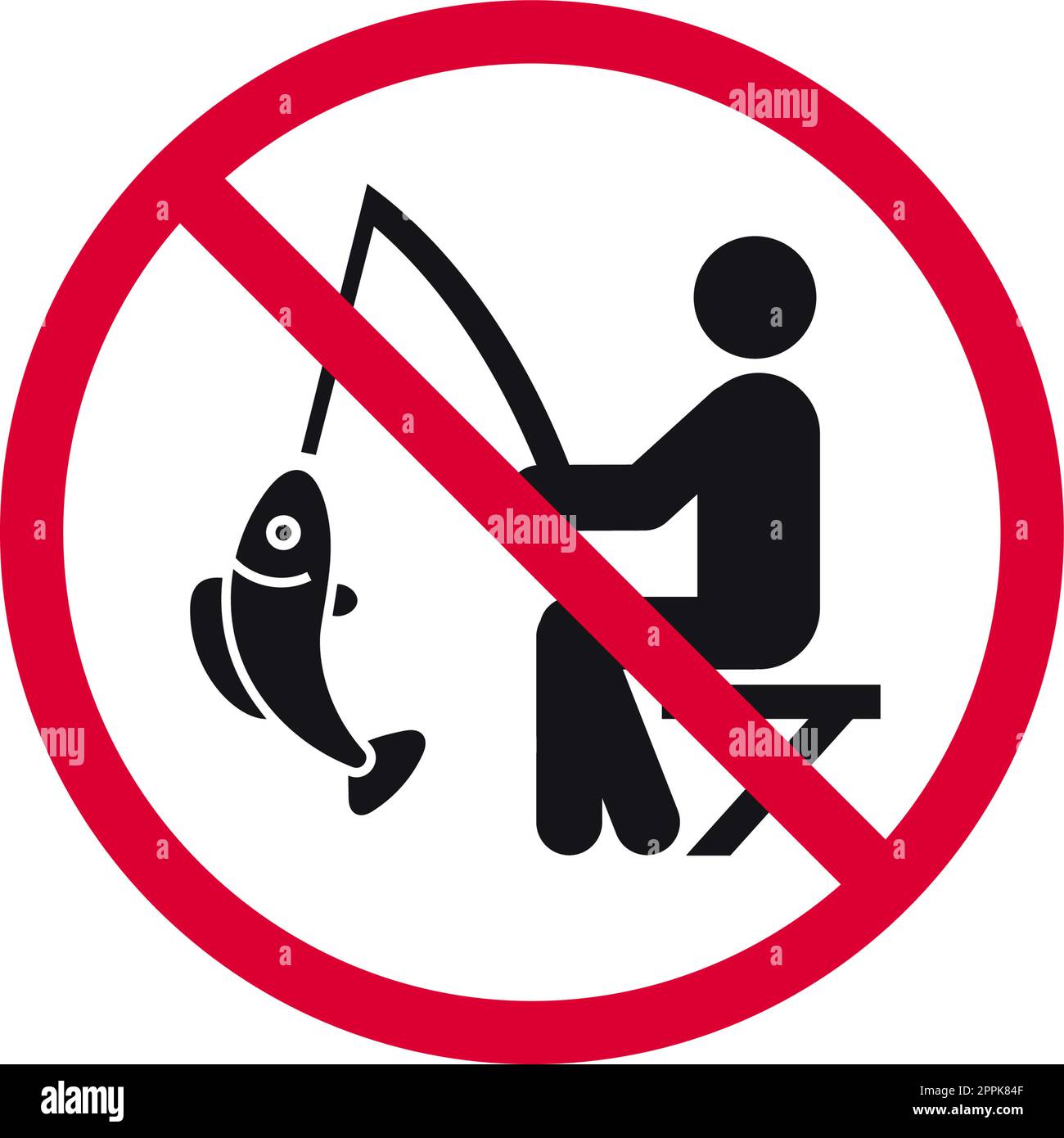 No fishing prohibited sign, forbidden modern round sticker, vector ...