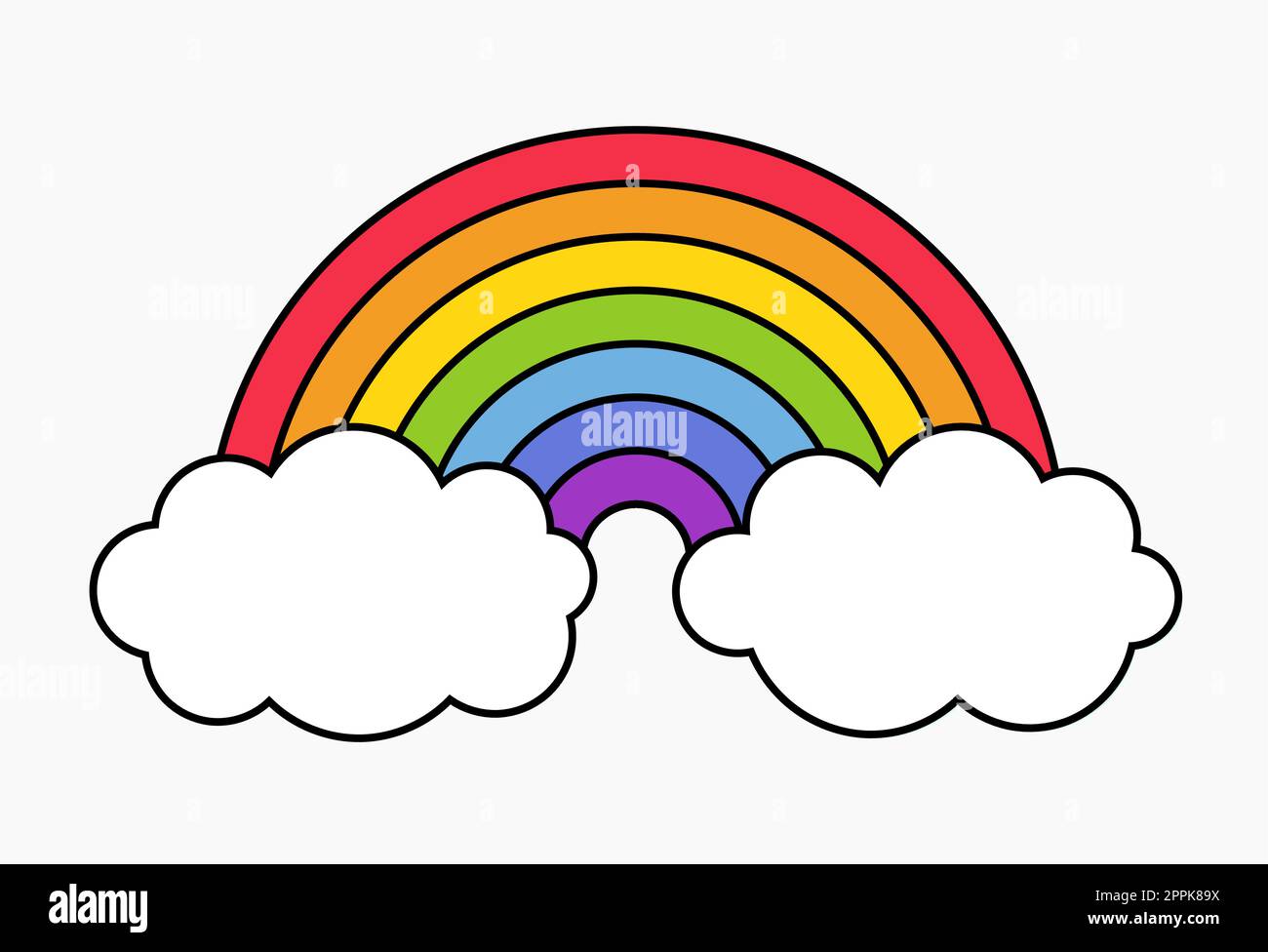 Rainbow icon with clouds isolated on white background. Vector ...