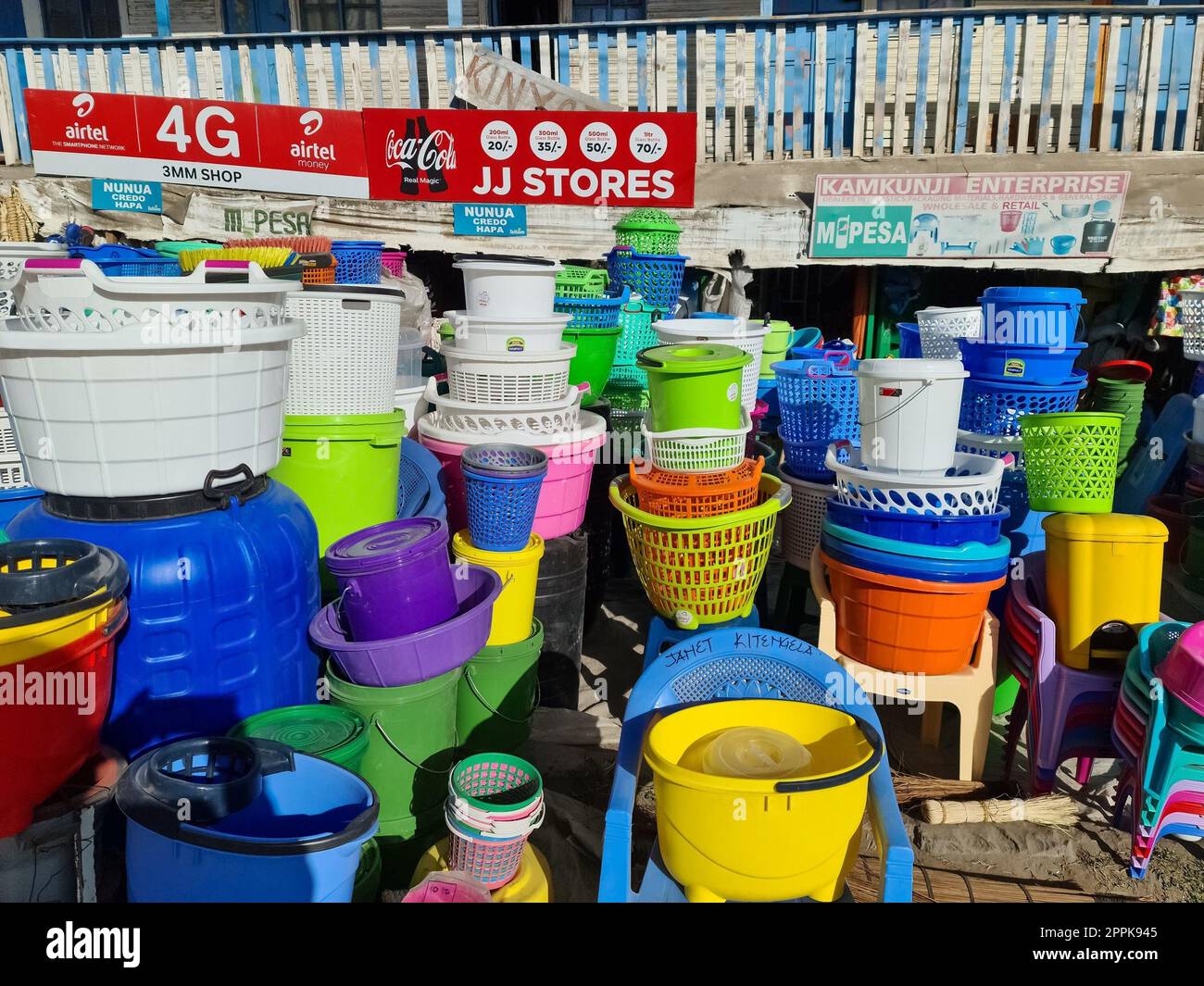 Kitengela, Kenya - 22 January 2023: Small shops in the streets of ...