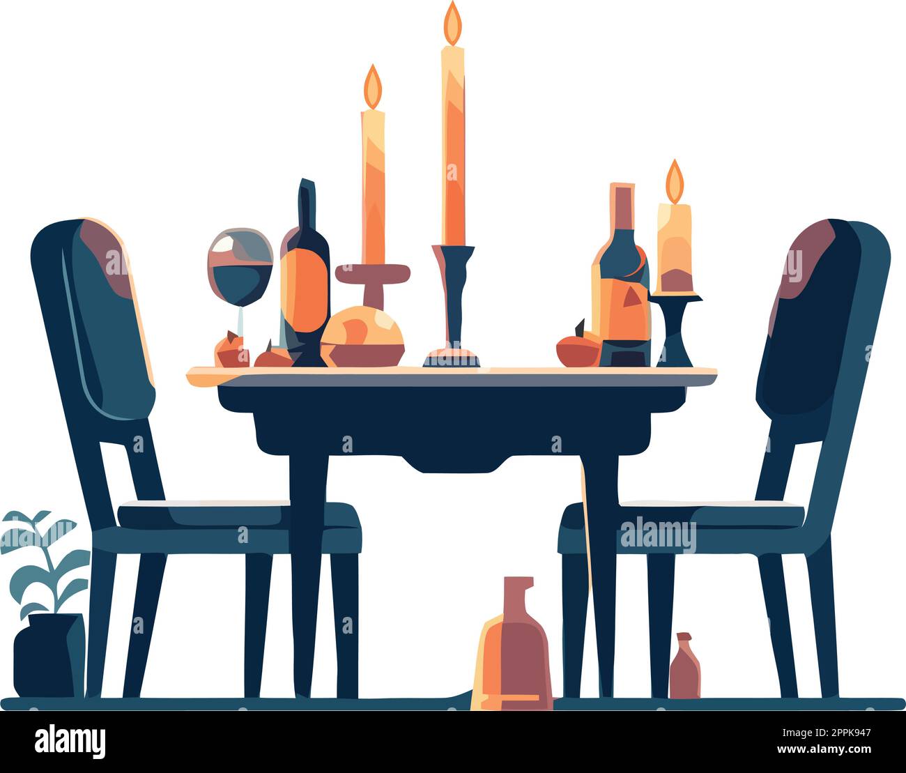 Candlelight dinner meal Stock Vector Images - Alamy