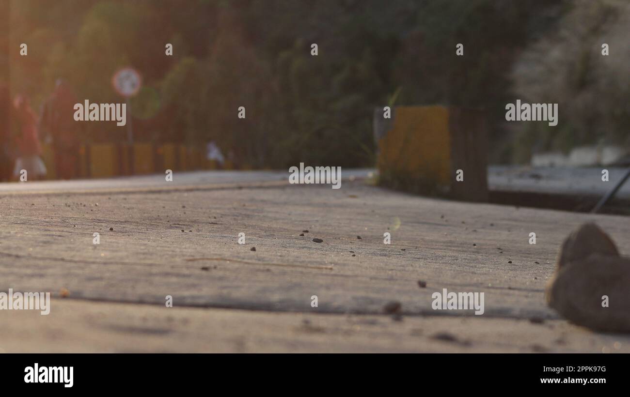 Soft focus highway road sunset with sun light rays Stock Photo - Alamy