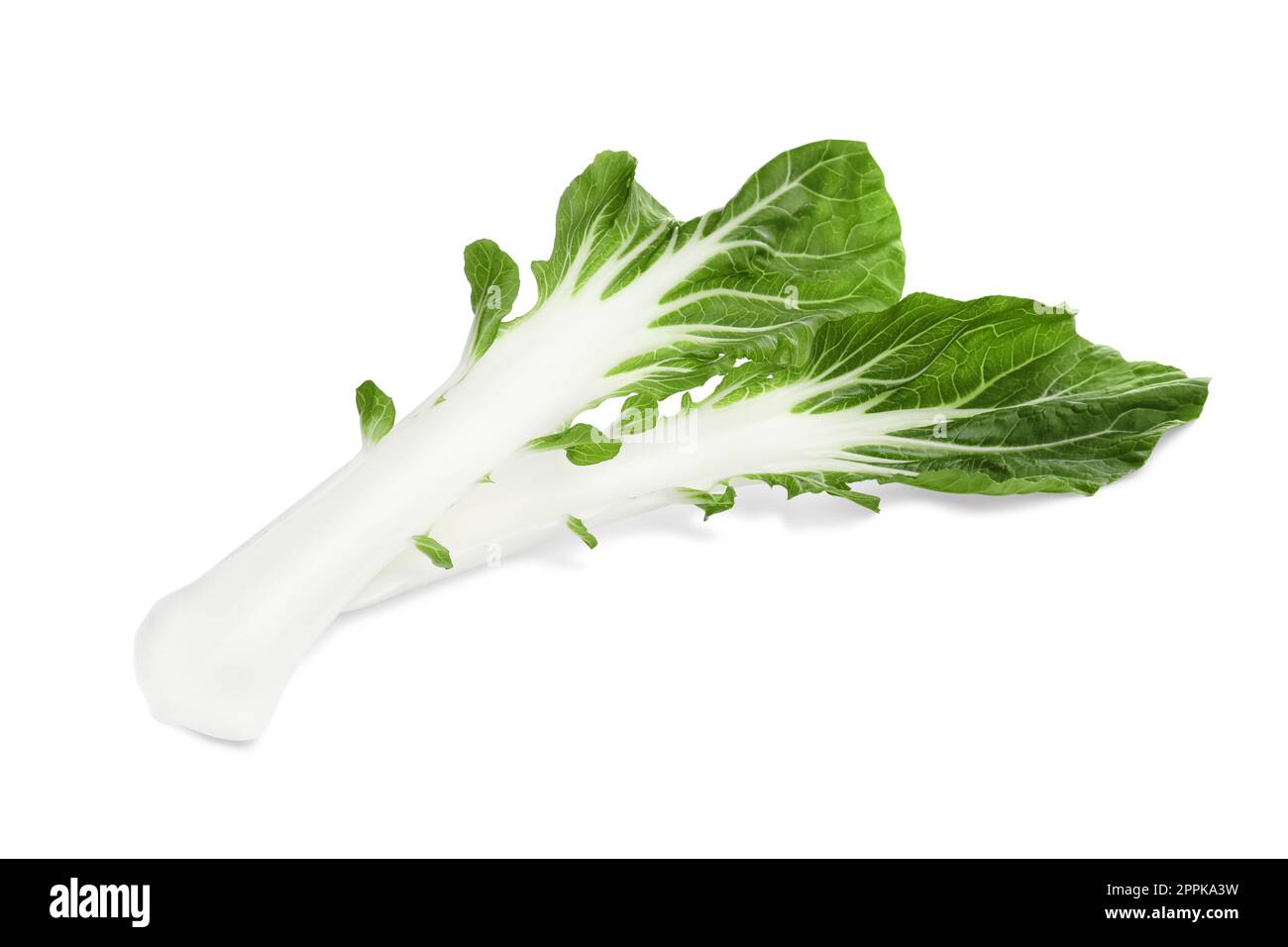 Fresh leaves of green pak choy cabbage on white background Stock Photo ...