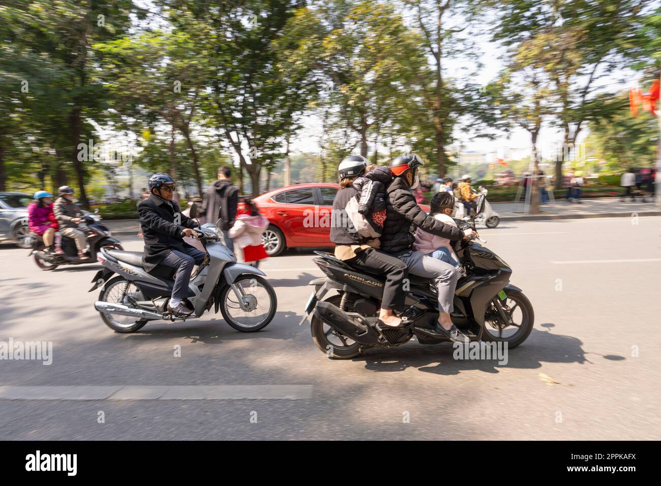 Mopeds on the street in Hanoi, Vietnam Stock Photo - Alamy