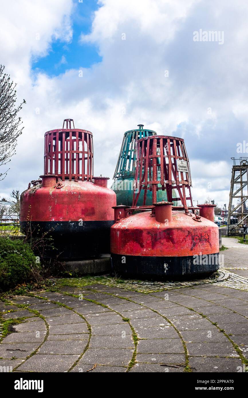 Old marker buoys from the historic Preston Dock Stock Photo - Alamy
