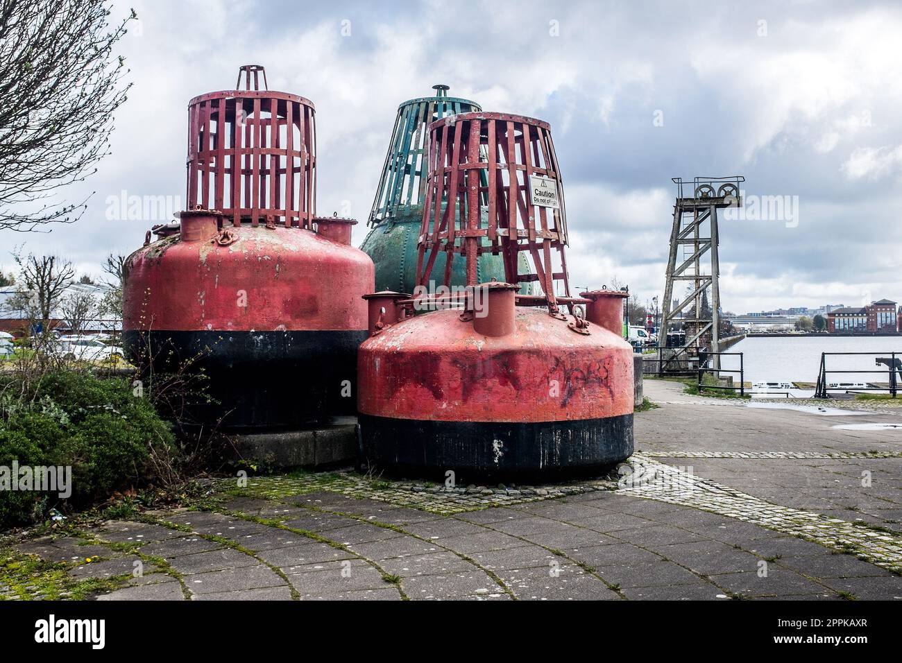 Old marker buoys from the historic Preston Dock Stock Photo - Alamy