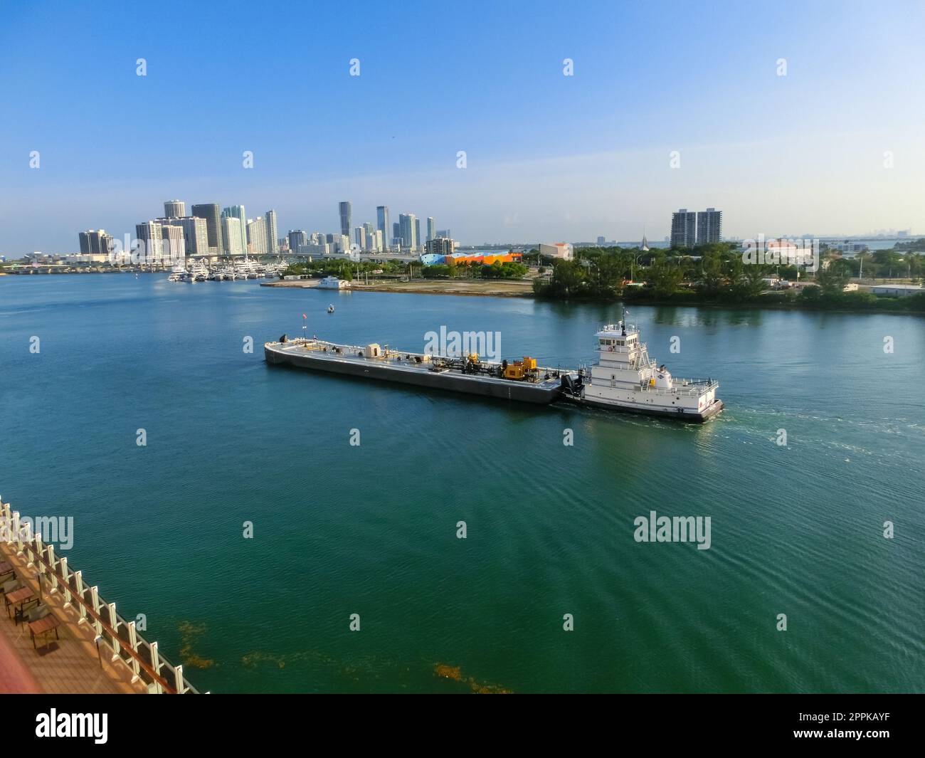 Oil tanker is preparing to bunker fuel for a cruise ship Stock Photo ...