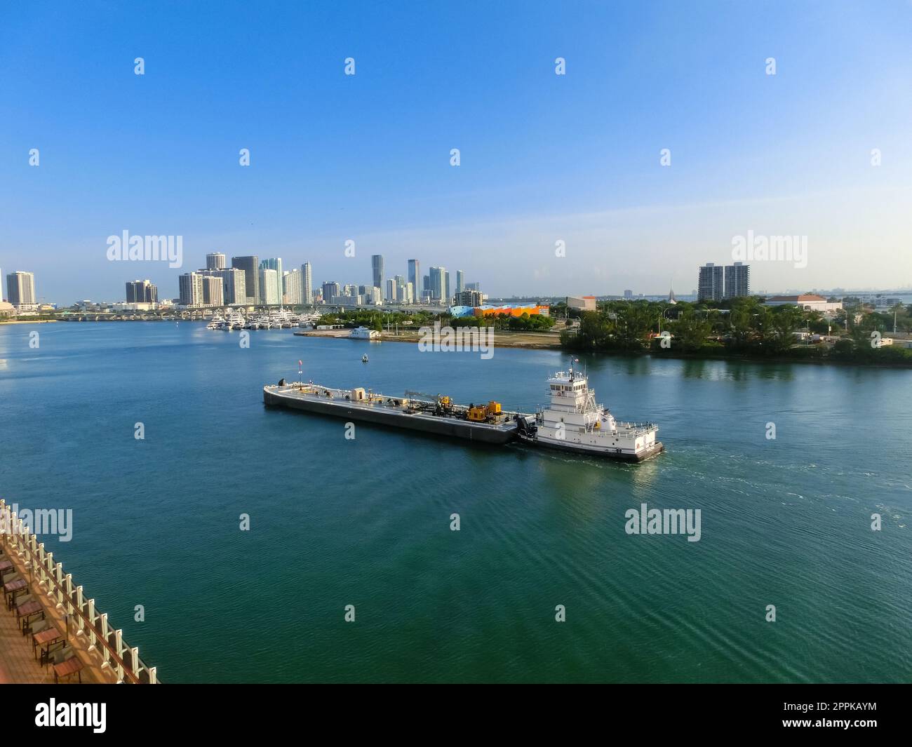 Oil tanker is preparing to bunker fuel for a cruise ship Stock Photo ...