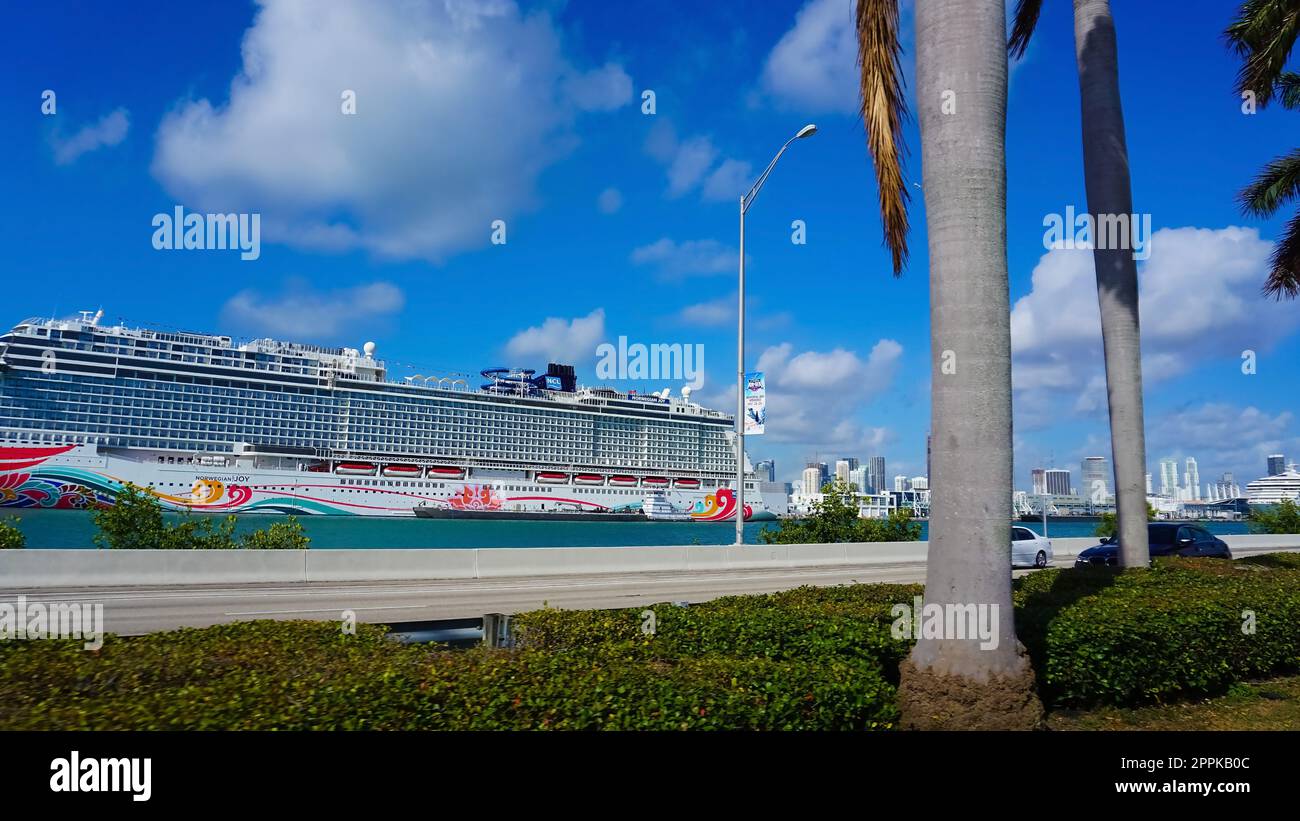 Miami, Florida, USA - April 23, 2022: Port of Miami with cruise ships ...