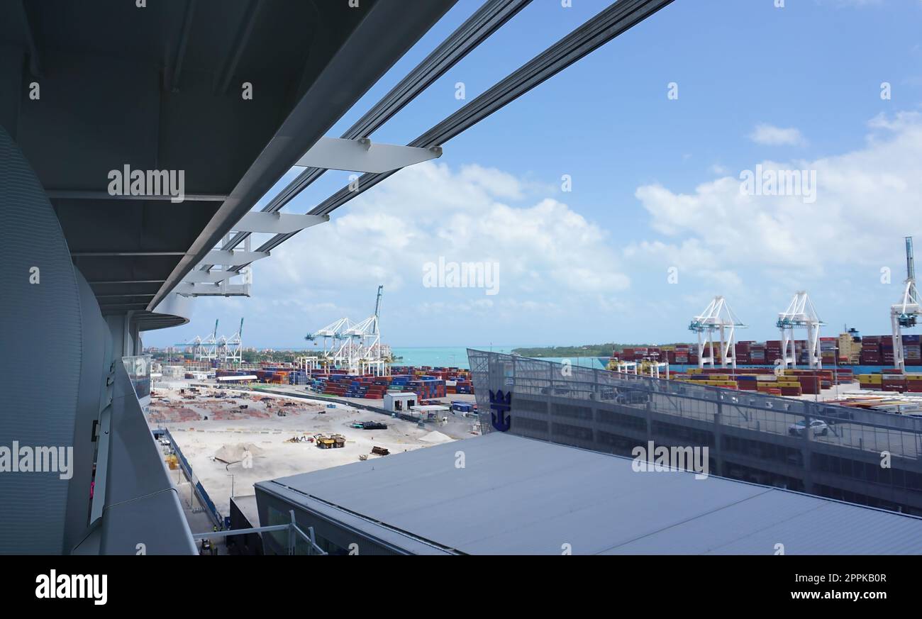 Many containers at Port Miami, one of the largest cargo ports in the US ...