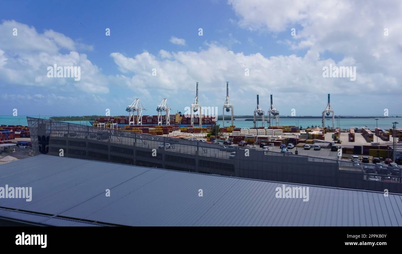 Many containers at Port Miami, one of the largest cargo ports in the US ...