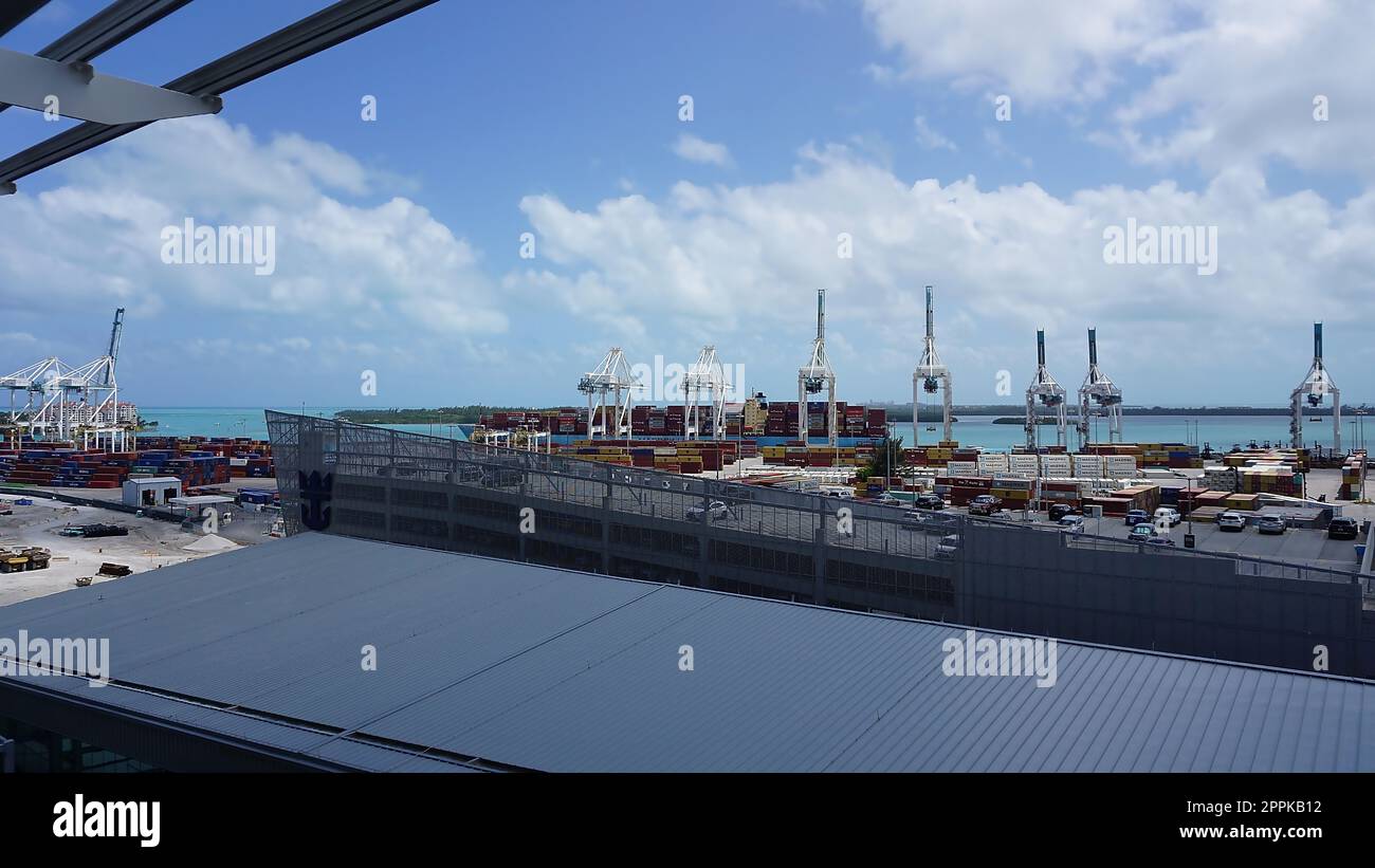 Many containers at Port Miami, one of the largest cargo ports in the US ...