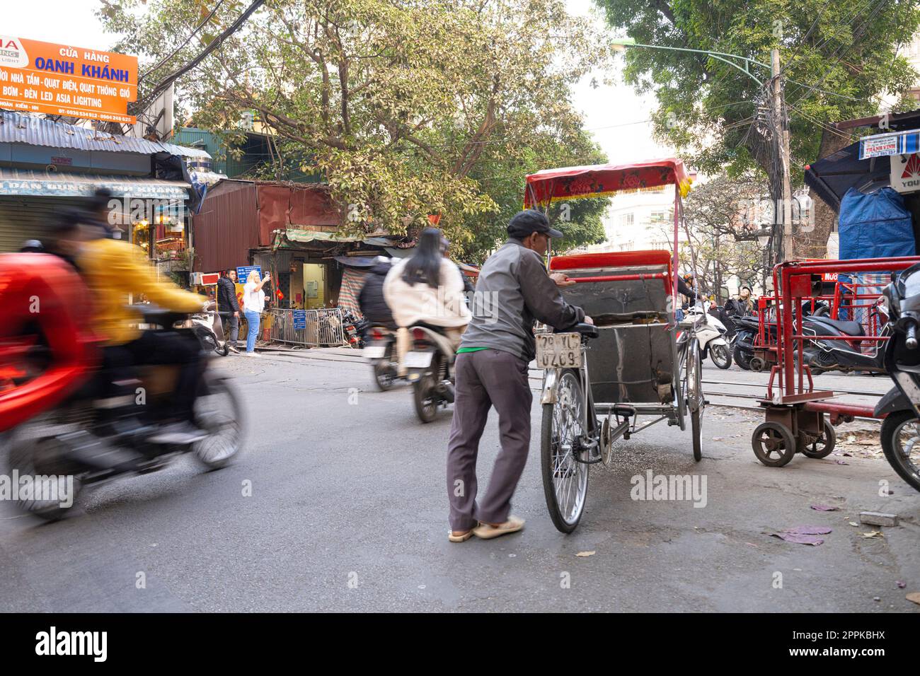 Mopeds on the street in Hanoi, Vietnam Stock Photo - Alamy