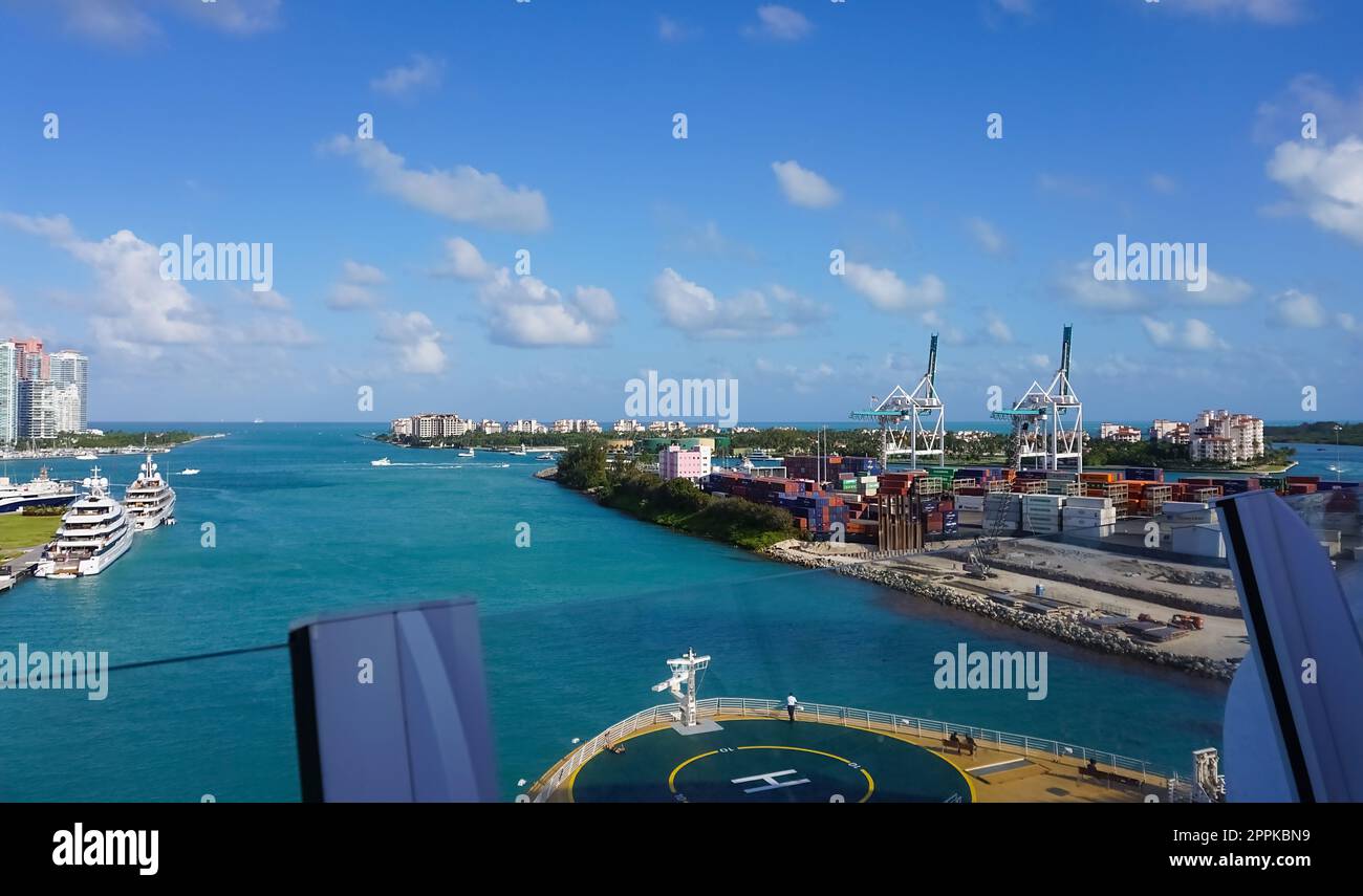 Many containers at Port Miami, one of the largest cargo ports in the US ...