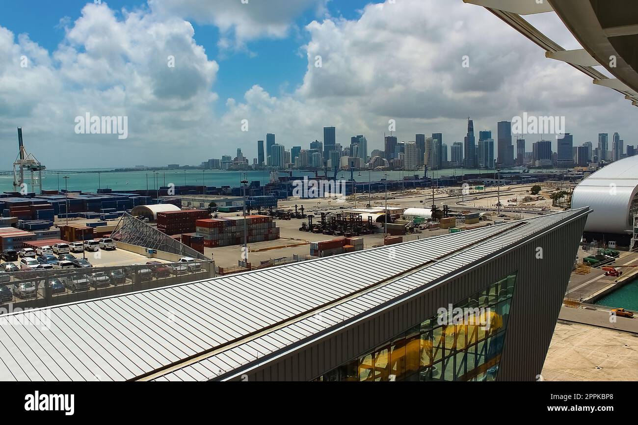Many containers at Port Miami, one of the largest cargo ports in the US ...