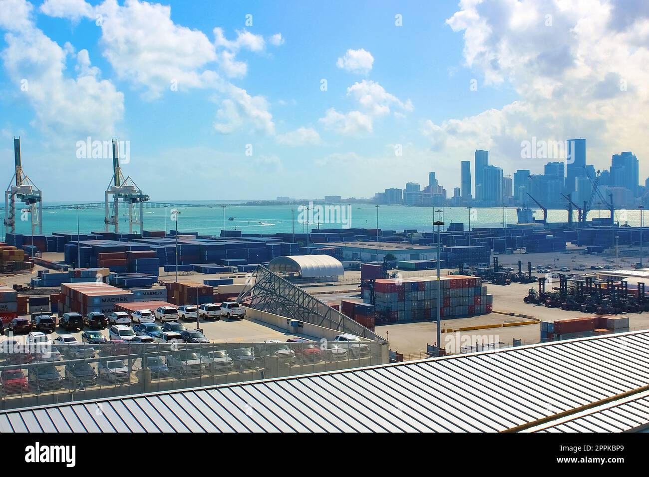 Many containers at Port Miami, one of the largest cargo ports in the US ...