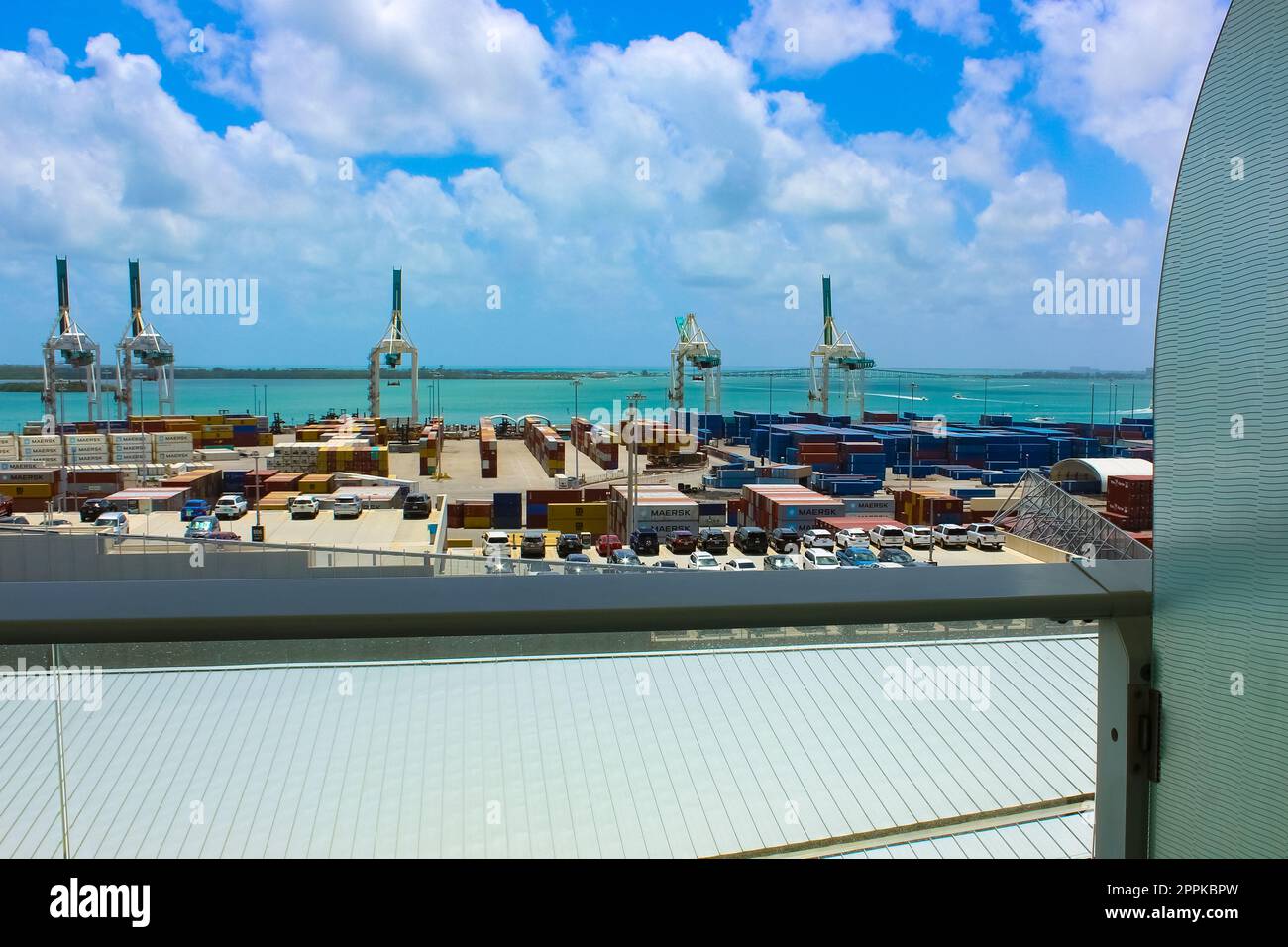Many containers at Port Miami, one of the largest cargo ports in the US ...