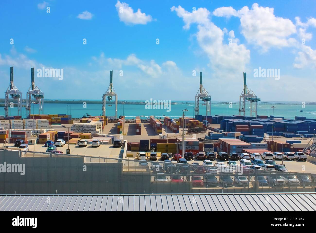 Many containers at Port Miami, one of the largest cargo ports in the US ...