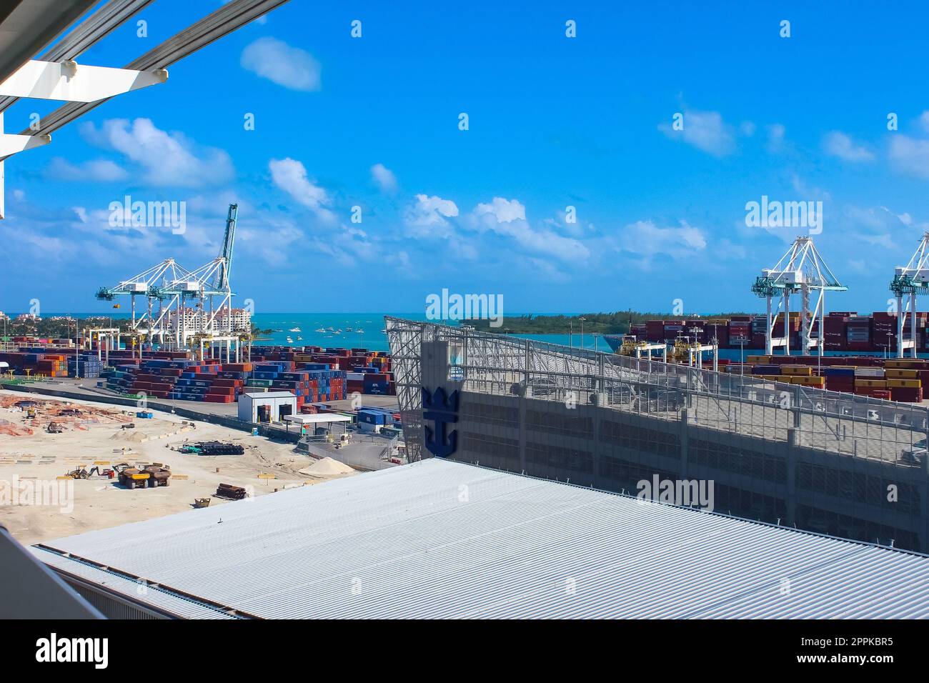 Many containers at Port Miami, one of the largest cargo ports in the US ...