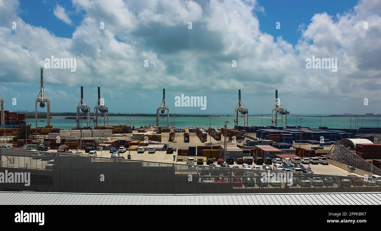 Many containers at Port Miami, one of the largest cargo ports in the US ...