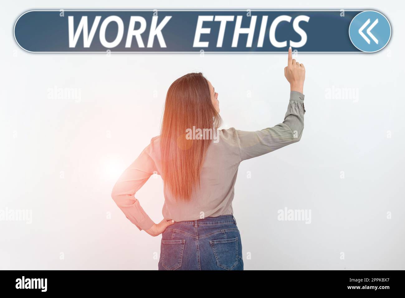 Conceptual display Work Ethics. Business showcase A set of values ...