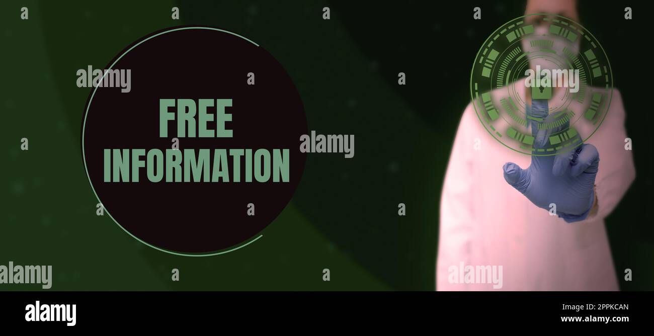 Text sign showing Free Information. Business idea knowledge obtained ...