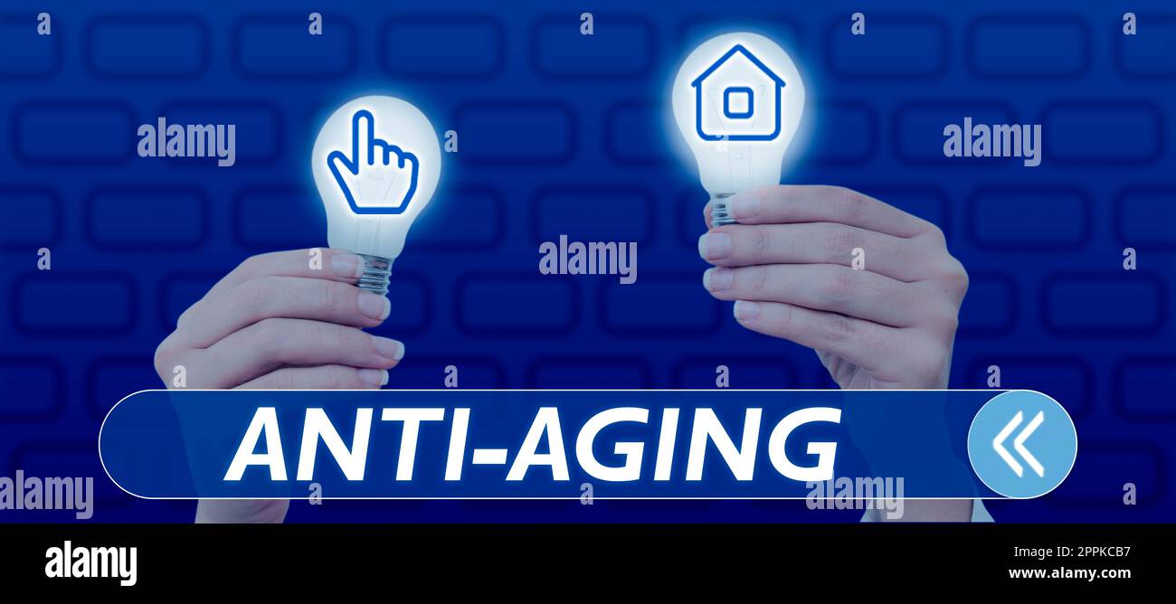 Text caption presenting Anti Aging. Conceptual photo A product designed ...
