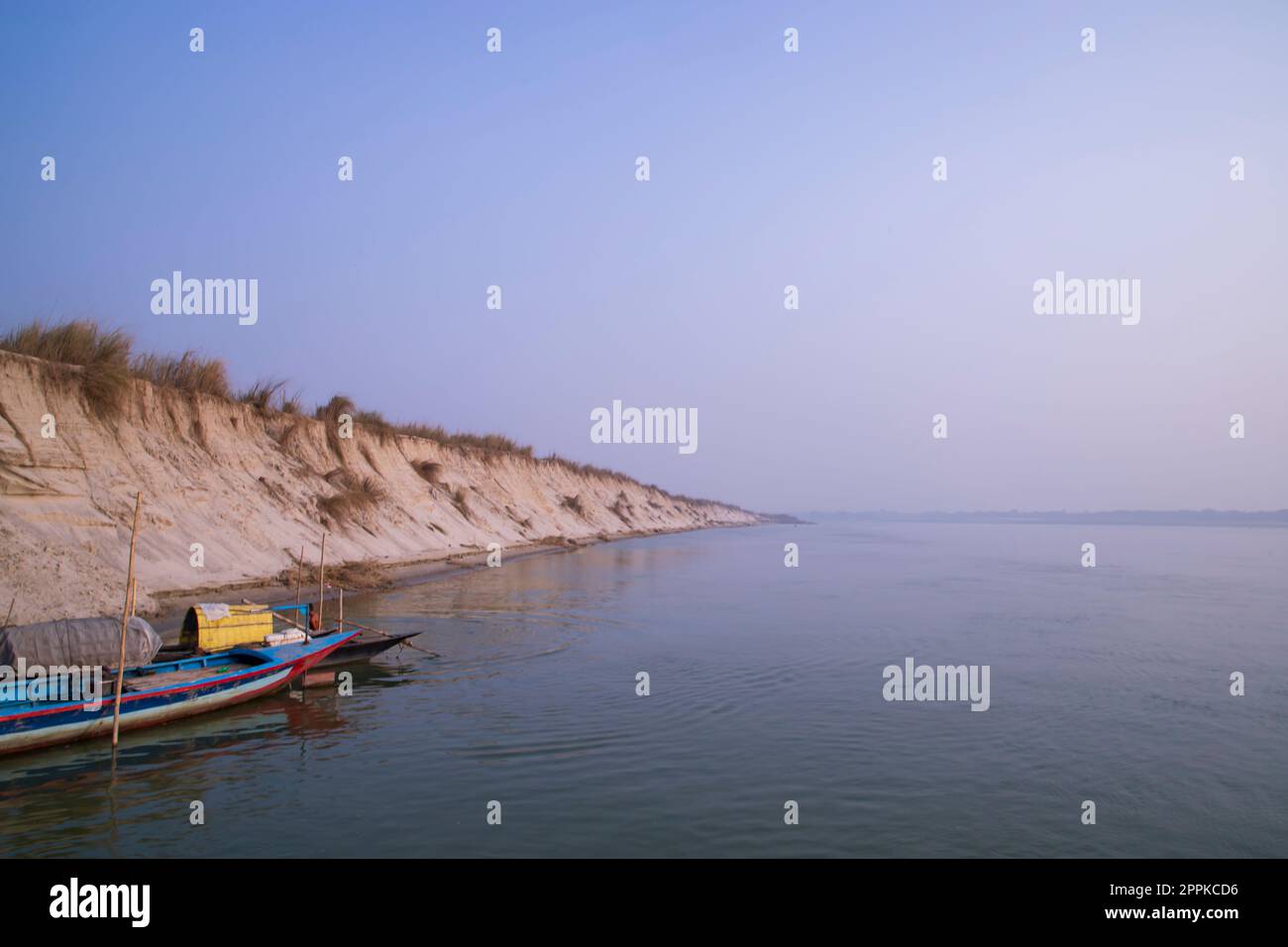 Padma River Bluewater and sand island with blue sky beautiful landscape ...