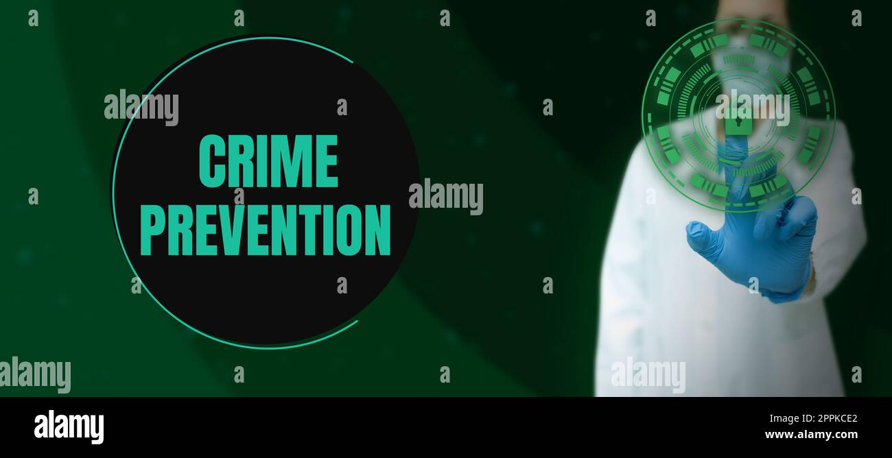 Hand writing sign Crime Prevention. Business idea Federal Offense ...