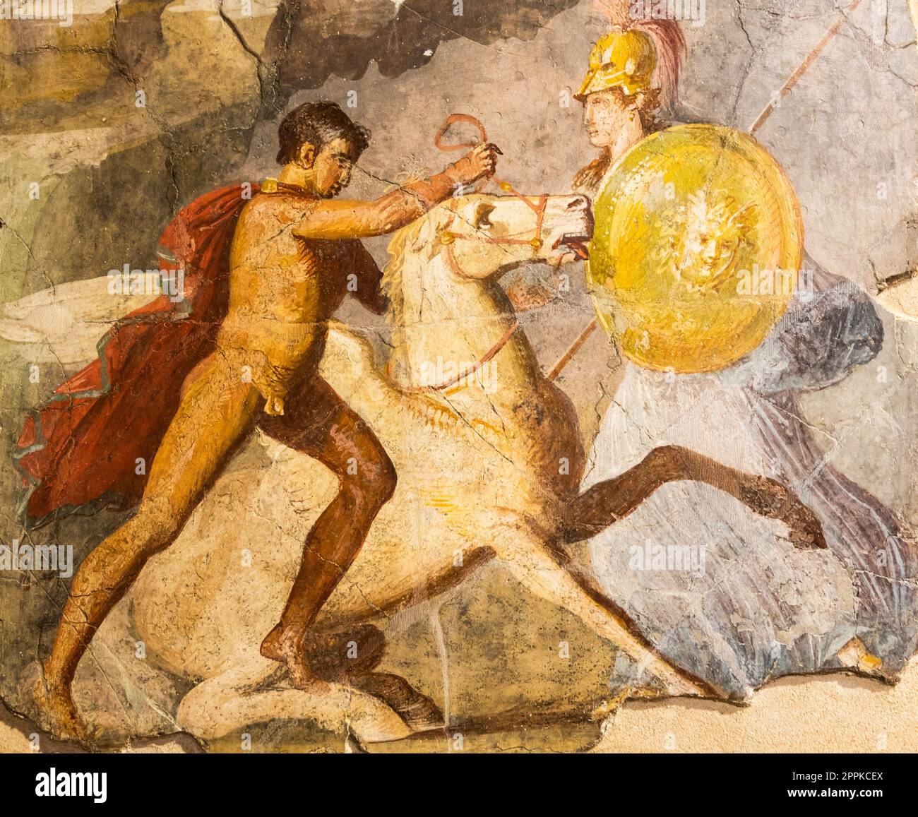 Italy, Pompeii - Roman house interior, antique fresco decoration ...