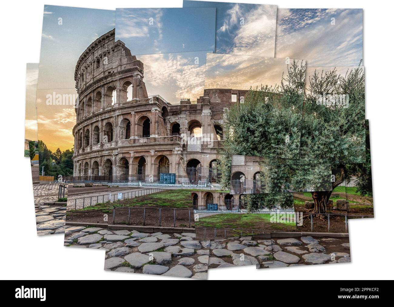 Italy, Rome - Sunset behind the Colosseum, the most famous Roman ...