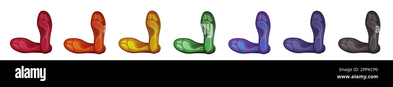 Set with colorful orthopedic insoles on white background. Banner design ...