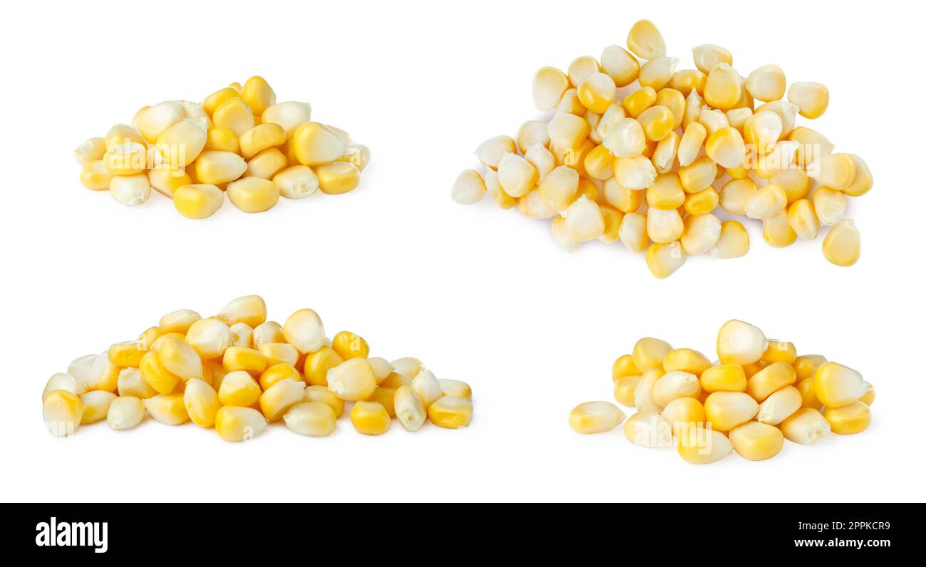 Set with tasty corn kernels on white background Stock Photo - Alamy
