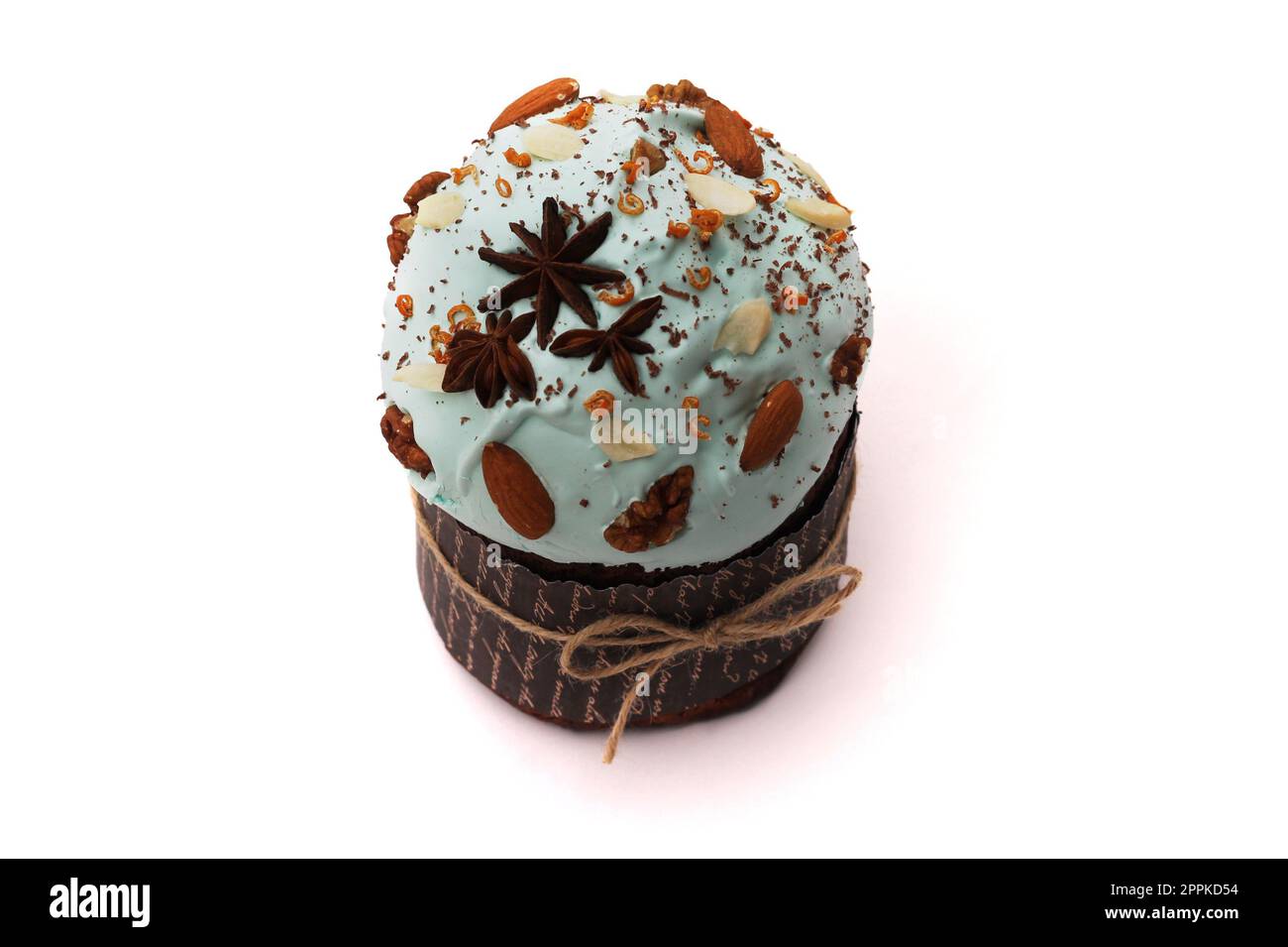 Easter cake with blue icing isolated on white background Stock Photo ...