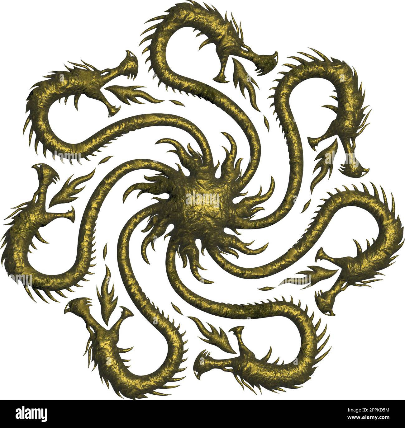 Golden Hydra, seven heads creature birth from fire - team or crew logo ...
